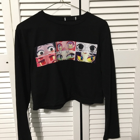 Tops | Kawaii Eyes Crop Top | Poshmark